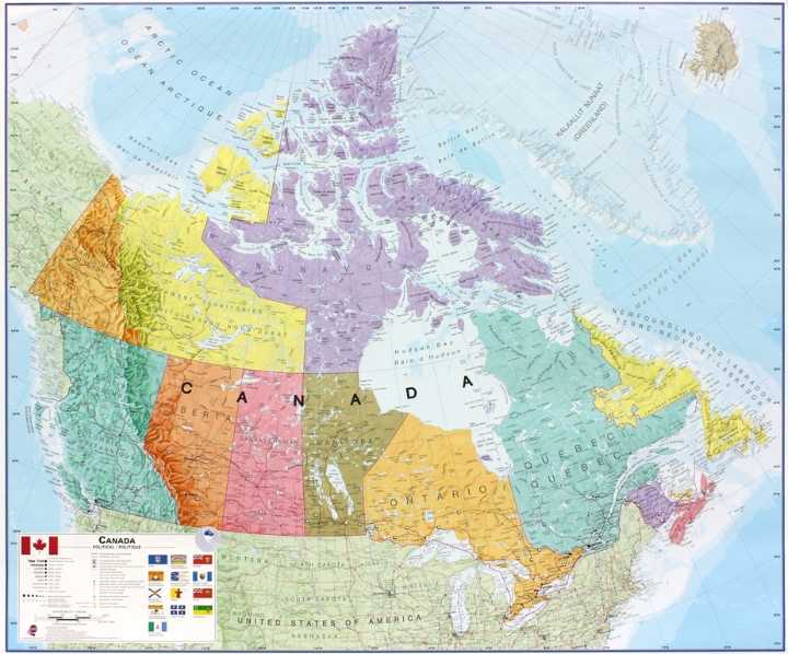 Canada wall map laminated Maps International - Maps International ...