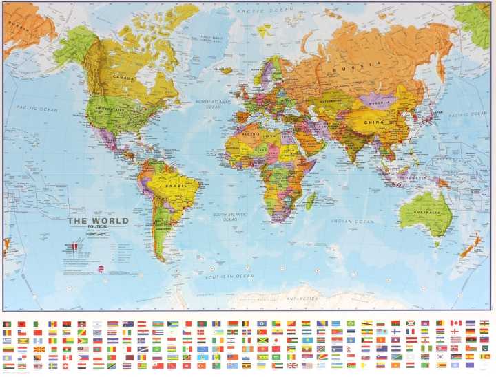 World political wall map laminated Maps International - Maps ...