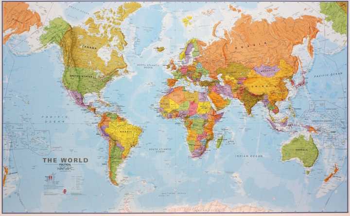 World political wall map Maps International - Maps International ...